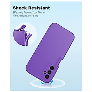 FNTCASE for Samsung Galaxy A14-5G Case: Shockproof Silicone Protective Phone Case with Built-in Screen Protector - Slim Dual Layer Rugged Sturdy Drop Proof TPU Protection Cover (Navy Purple)