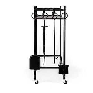 KAG ONE Firewood Storage Rack with Kindling Holder, Black, Metal, 33.4"L x 13"W x 32.9"H, 200 LBS Weight Capacity