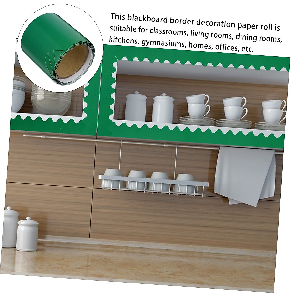 TEHAUX Blackboard Border Trim 5m Roll Whiteboard Trim Bulletin Board Borders Classroom Decoration Cut to Size Easy to Use