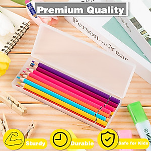 24 Pieces Plastic Pencil Case Plastic Stationery Case Frosted Clear Pencil Box Pencil Tin Pencil Holder Box with Hinged Lid and Snap Closure for Pencils Pens School Organizer Storage (White)