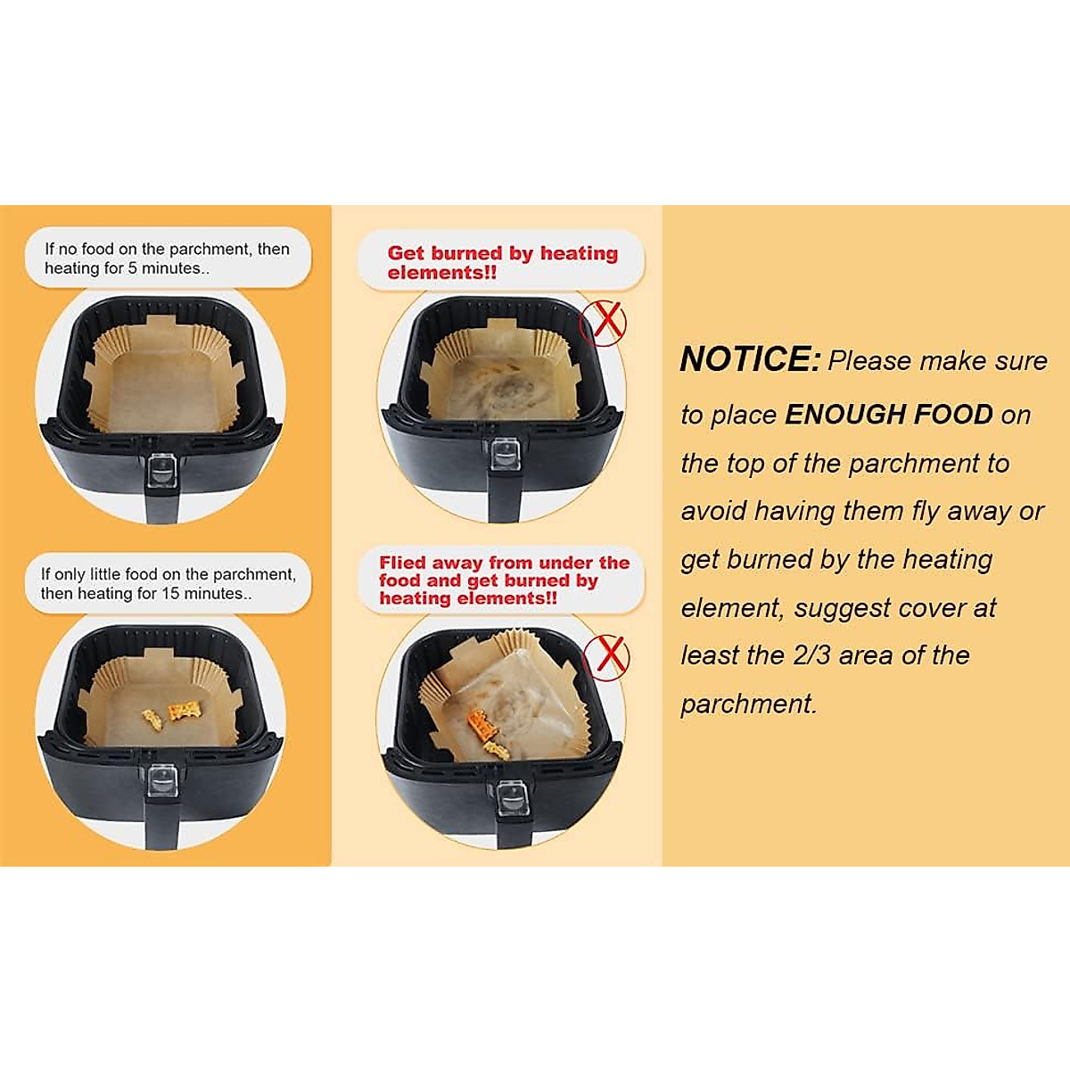 100 PCS Air Fryer Liners Square, Disposable Air Fryer Paper Liners, Parchment Paper Liner for Microwave, Non-Stick Grease-proof Paper for Air Fryer Compatible with Ninja Tower