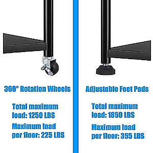 5 Tier Lightweight Storage Metal Shelves, Kitchen Storage Shelves Garage Shelving Unit, Large Capacity Storage Rack, Utility Shelf for Pantry Closet Office Laundry (32" Lx16“ Wx63” H)