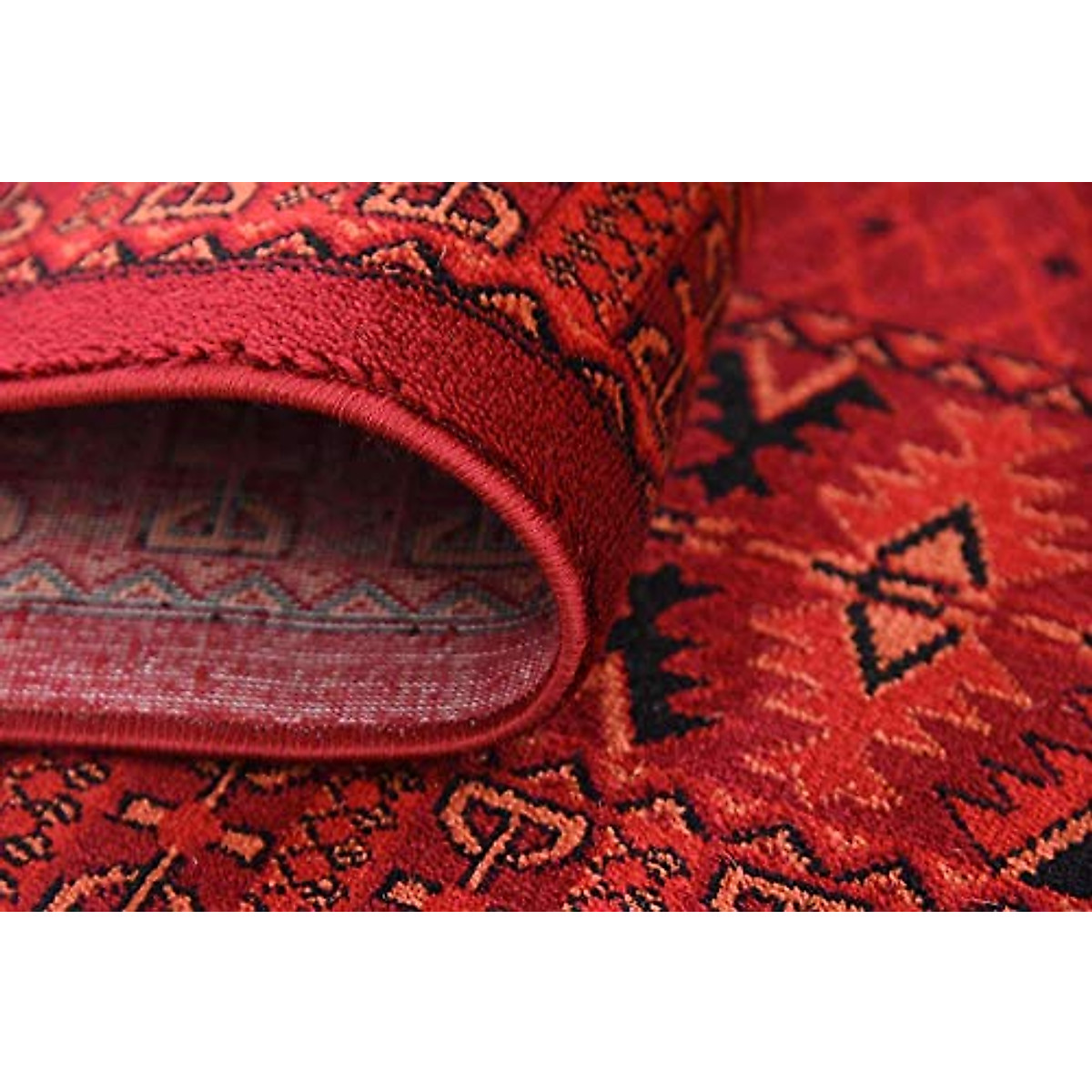 Unique Loom Tekke Collection Over-Dyed Saturated Traditional Torkaman Area Rug, 5 x 8 ft, Red/Black