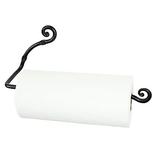 Wall Paper Towel Holder | Black Decorative Wrought Iron Hanger | Wall Mount Fancy Paper Dispenser | Rod Metal Durable & Sturdy | Handmade Crafted by RTZEN-Décor
