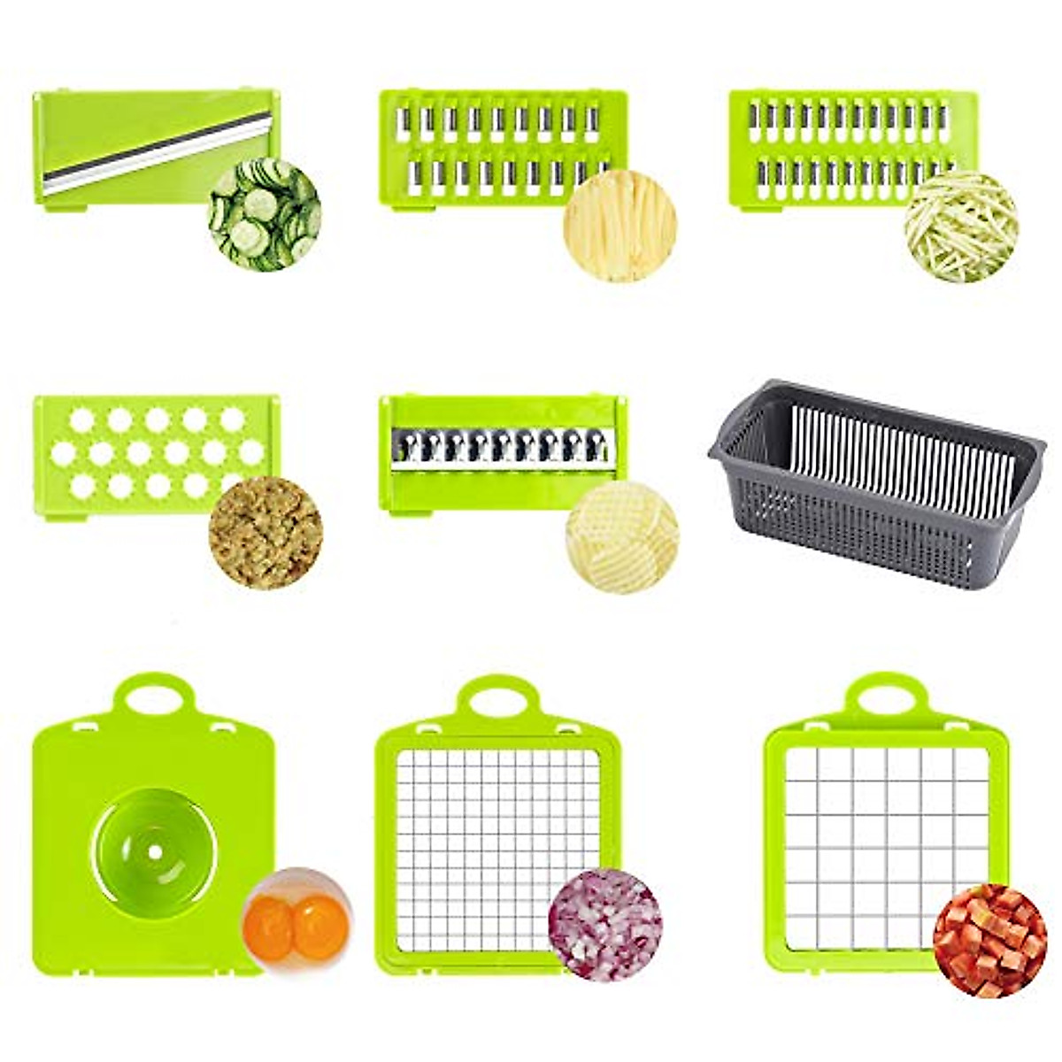PJ Kitchen Accessories Smart Vegetable Chopper with Mandoline Slicer - Food & Veggie Cutter, Dicer for Onion, Potato & fruits Gray