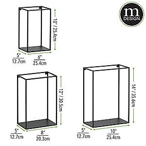 mDesign Floating Wall Mounted Frames, Decorative Steel Metal Geometric Vertical Display for Photos, Plants, Nesting Cube Shadow Shelf Box for Living Room, Bedroom, Bathroom, Set of 3, Matte Black