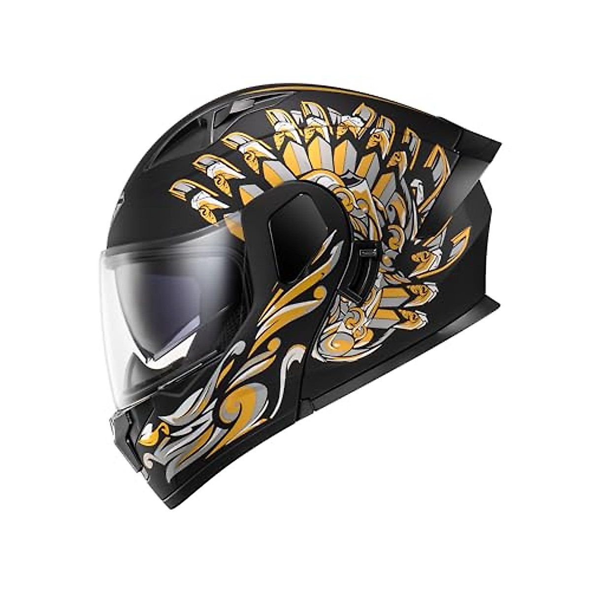 KYPARA Motorcycle Dual Visor Flip up Modular Full Face Helmet with DOT Certification of Impressionism (M, Michael.Matt)