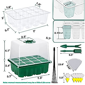 Plus Seed Starter Tray with Grow Light,5 Pack Seed Starter Kit,Increase Germination Rate&Adjustable Humidity&Reusable Seed Starter with Grow Light,Total 60-Cell Seed Starter Tray-Include Planting Kit