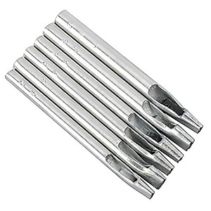 6 pcs Oval Shape Hole Punch Set, 6 Sizes 2-4mm Leather Belt Hollow Punching Tools, Oblong Shape DIY Leather Craft Working Cutting Tool Kit