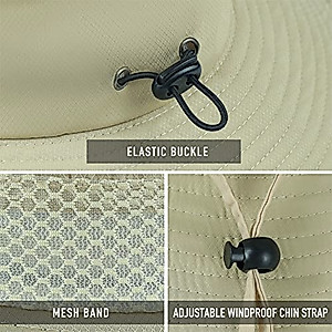 Koreshion Men Sun Hat UV UPF Wide Brim Summer Hat Waterproof Breathable Fishing Hat Adjustable Foldable Boonie Cap Outdoor Beach Hiking Safari Golf Beige