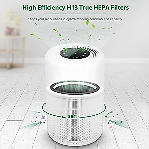 2 Pack Core 200S True HEPA Filter Replacement Compatible with LEVOIT Core 200S Air Purifier, 200S Premium Pet Air Filter Part, 200S Filters Replaces Purifier Filter for Smoke Pollen Dander Hair Smell