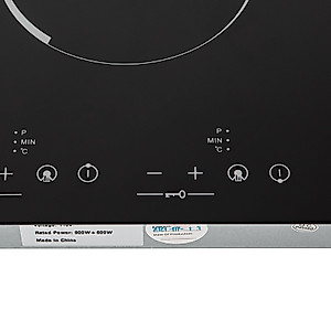Electric Ceramic Cooktop with Plug, 1500W 110V Portable Cooktop 2 Burners Electric Built-in Cooktop Sensor Touch Control Countertop Electric Hot Plate, 9 Heating Level