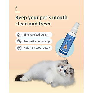 JUC Dog Breath Freshener for Dogs & Cats Teeth Cleaning Spray Dog Bad Breath Pet Oral Care Spray 4fl.oz