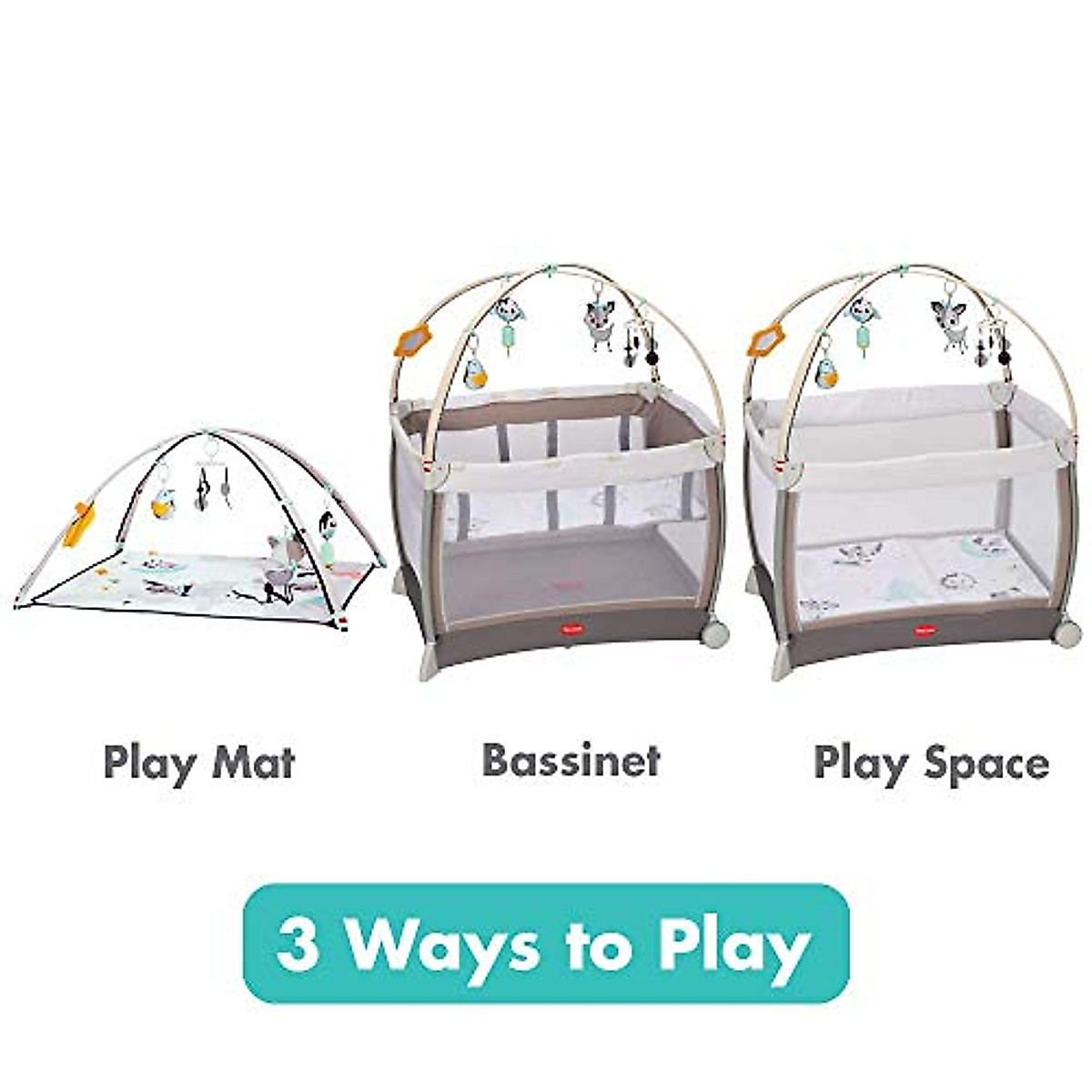 Tiny Love 6-in-1 Here I Grow Deluxe Playard, 6 Mode Baby Playpen: with Bassinet, Playmat, Toy Arch, Changer, and Travel Bag, Magical Tales