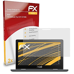 atFoliX Screen Protector compatible with Asus Chromebook Flip C214 C214MA Screen Protection Film, anti-reflective and shock-absorbing FX Protector Film (2X)