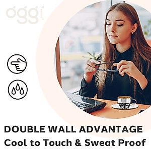 Oggi Insulated Espresso Cup 4oz - Saucer Included - Dual Wall Stainless Steel Technology Coffee Cup with Elegant Mirror Finish