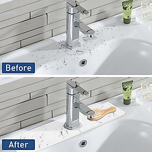 Kitchen Sink Splash Guard: Kitchen Faucet Mat, Diatomaceous Earth Sink Faucet Absorbing Mat, Faucet Handle Drip Catcher, Faucet Mat for Kitchen Sink Bathroom (15.75 * 3.93 in, White )