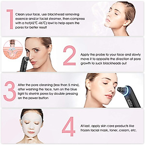 Blackhead Remover Pore Vacuum, Upgraded Pore Cleanser with Blue Light- Rechargeable Acne Extractor LED Display, Whitehead Removal, Facial Firming, Oil Reducing for Women & Men (202B-Black)