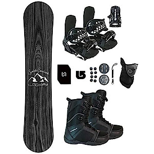 160cm Symbolic Knotty Wide Snowboard & Bindings & Boots Black Package (160cm Wide Hybrid Rocker, 14 Mens Black Boots & Bindings)