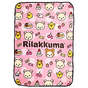 San-X Rilakkuma Korilakuma and Kiiroitori Soft Plush Fleece Throw Blanket 45" x 60"