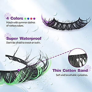 Colored Eyelashes Fluffy Eye Lashes with Color Colorful D Curl Strip Lashes Look Like Extensions 5D Mink Natural Wispy Salon Perfect False Eyelashes Pack 8 Pairs By GODDVENUS