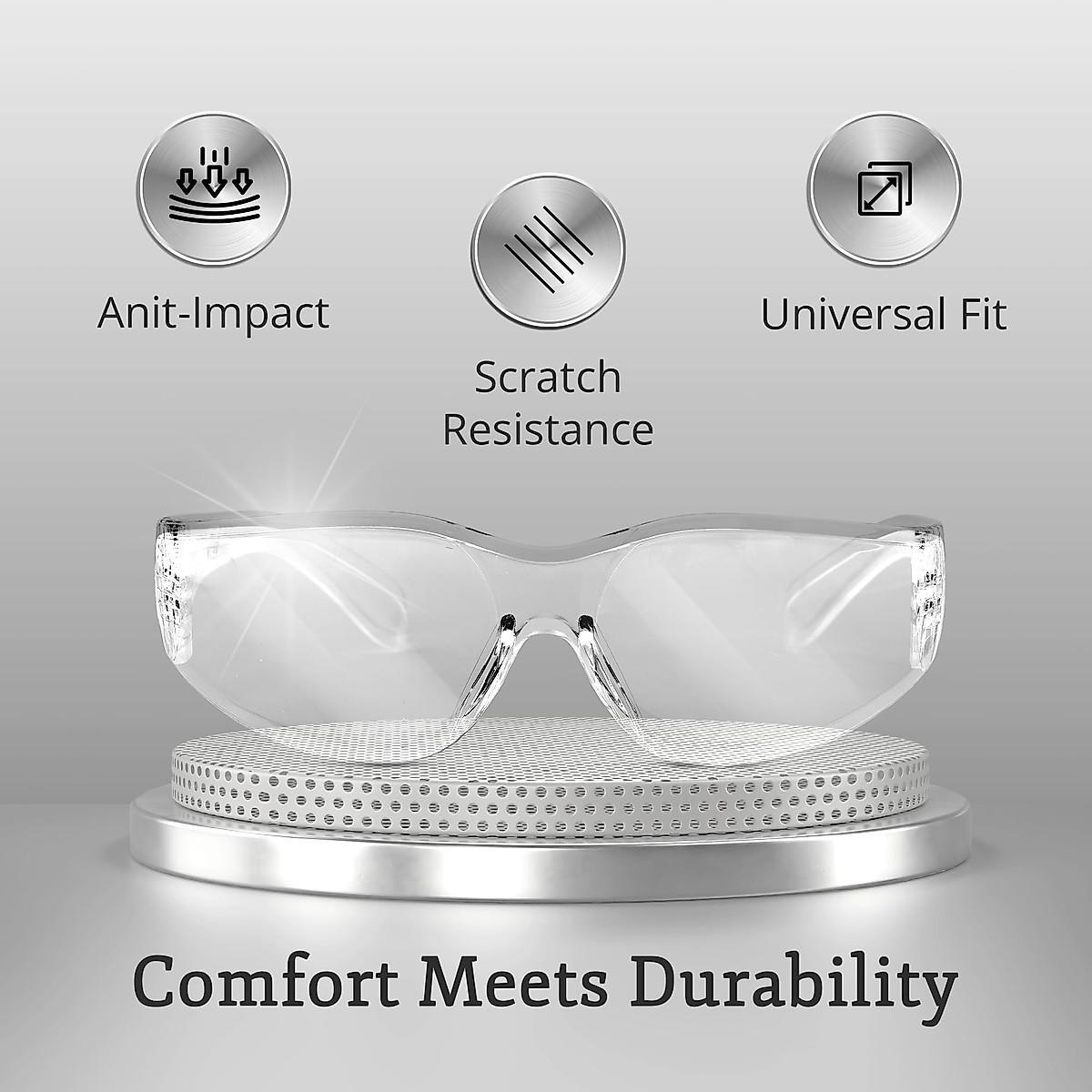 Aqulius 24 Pack of Safety Glasses (Clear Band Protective Goggles) Anti Fog Clear Glasses. Nurses, Construction, Labs, Shooting Glasses Men Women