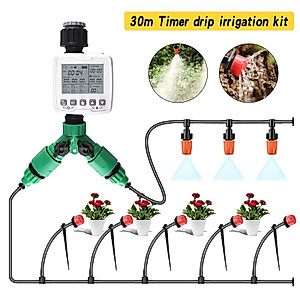 GENIGW Automatic Irrigation System Home Drip Irrigation Watering Kits System Sprinkler with Smart Controller for Garden Bonsai