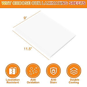 CAREGY Thermal Laminating Pouches, 300 Pack Laminating Sheets, 3 Mil, 9 x 11.5 Inches Lamination Sheet Paper for Laminator, Clear, Letter Size, Office and School Supplies