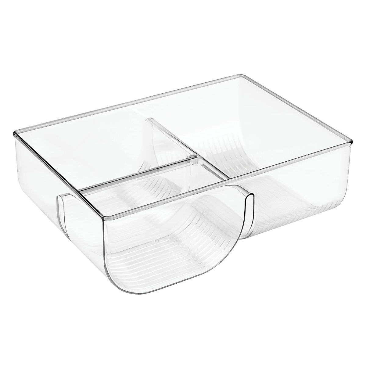 mDesign Food Storage Container Lid Holder, 3-Compartment Plastic Organizer Bin for Organization in Kitchen Cabinets, Cupboards, Pantry Shelves - Clear