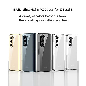 BAILI Galaxy Z Fold5 Transparent Case,HD Transparent Ultra-Slim PC Cover for Z Fold 5,Ultra-Thin as Cicada Z Fold5 Clear Mirror Shell,Military-Grade Drop Proof Case for Samsung Galaxy Z Fold5-Silver