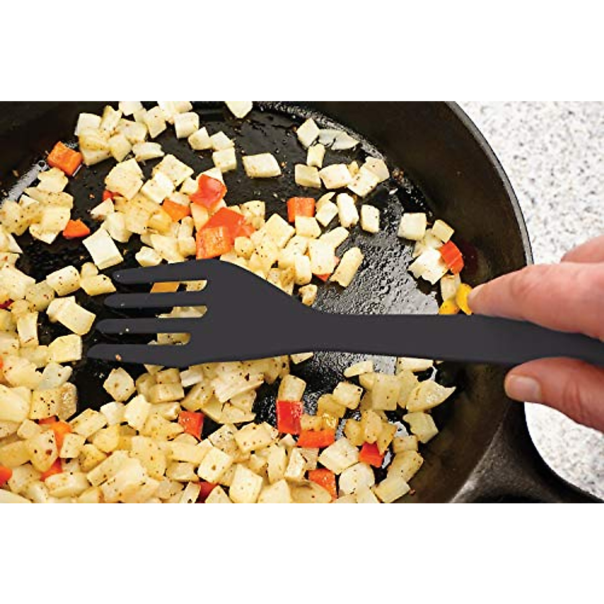 RSVP International (EFF-TQ) Silicone Flexible Fork, Black, 11" | Mixes Ingredients, Mashes Food, Whisks Eggs, & More | Dishwasher Safe & Heat Resistant | Baking, Serving, Mixing Made Easy
