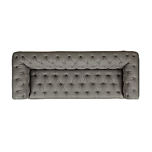 Jennifer Taylor Home Alto 88" Tufted Chesterfield Sofa, Dark Heathered Grey Linen
