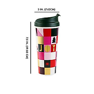 Kate Spade New York 16 Ounce Insulated Travel Mug, Holiday Themed Double Wall Thermal Tumbler for Coffee/Tea, Joy