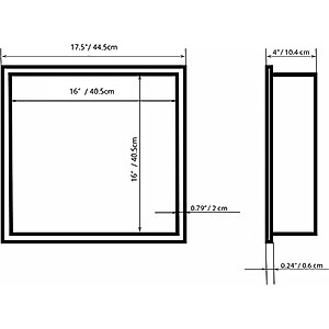 GoodHomeDeco17.5“ X 17.5” (Inner size 16X16") Stainless Steel Shower Niche Modern and Elegant Design, Easy to Install, Perfect for Shampoo and Soap Storage (16 inches, Black)