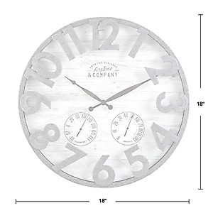 FirsTime & Co.® Shiplap Farmhouse Outdoor Wall Clock, American Crafted, Light Gray, 18 x 2.5 x 18,
