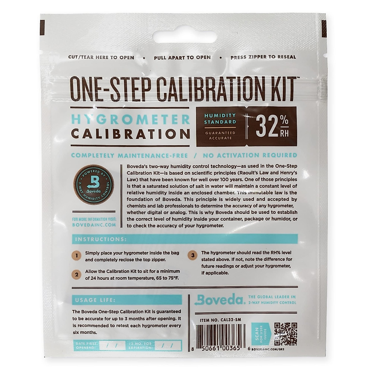 Boveda One Step Hygrometer Mess Free Calibration Kit – Preloaded 32% RH 2-Way Humidity Control – Hygrometer Accuracy – Precise Test for Digital and Analog Hygrometers and Humidity Sensors – 1 Count