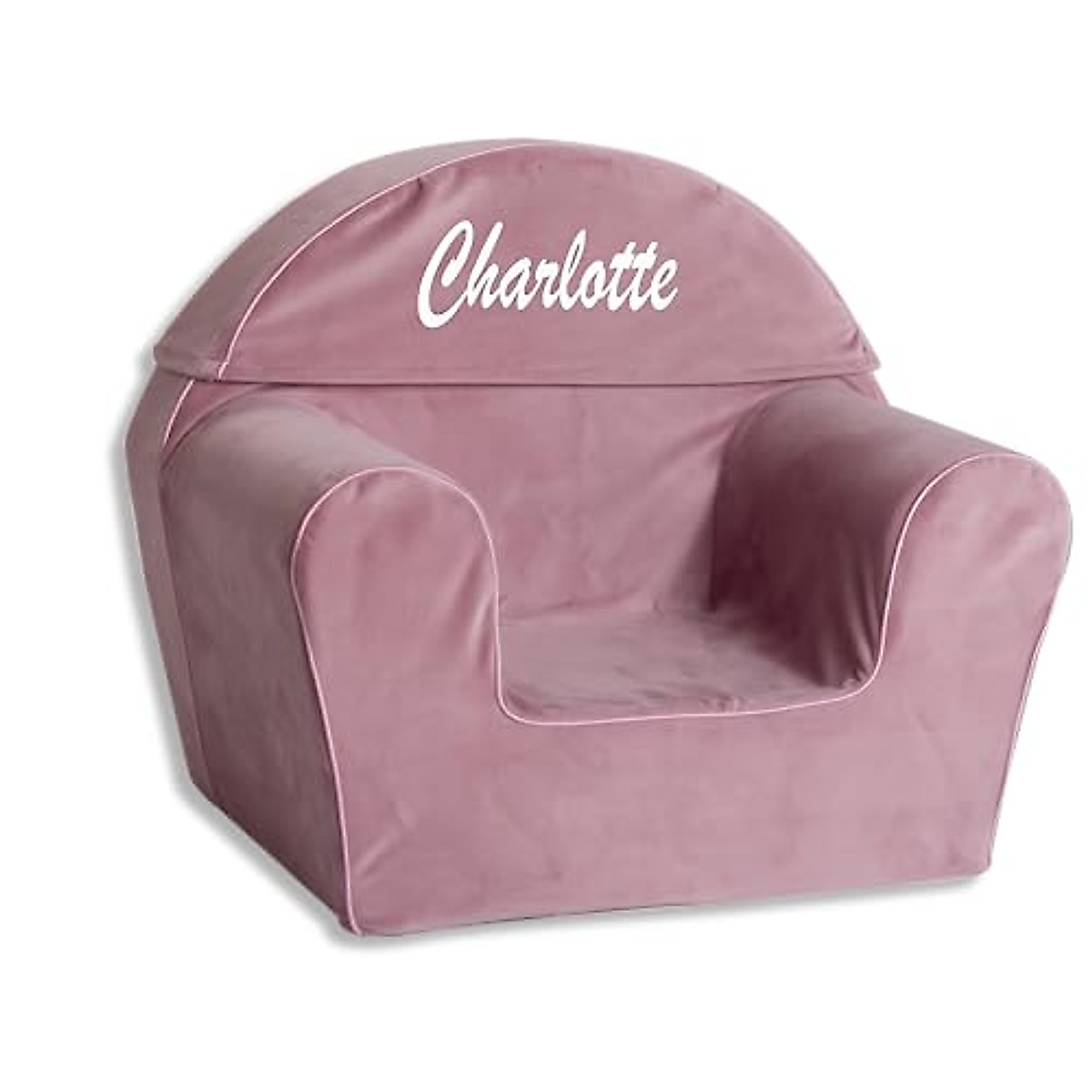 Personalized Toddler Chair With Name - Comfy Reading Chair For Kids with Removable Cover- Lightweight Baby Chair (Pink)