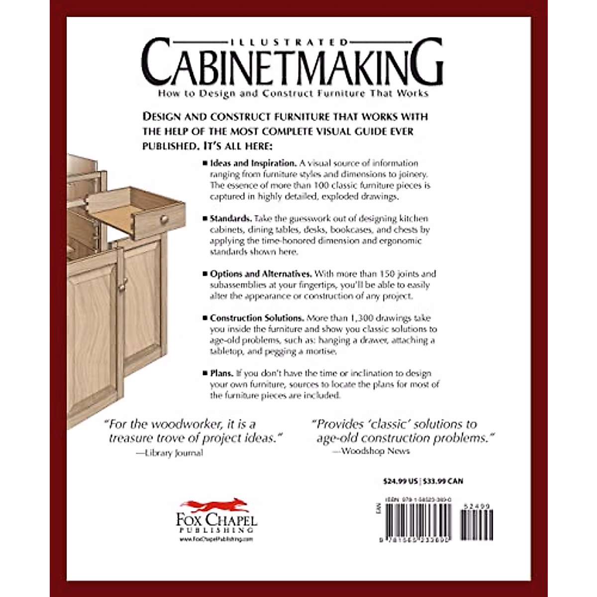 Illustrated Cabinetmaking: How to Design and Construct Furniture That Works (Fox Chapel Publishing) Over 1300 Drawings & Diagrams for Drawers, Tables, Beds, Bookcases, Cabinets, Joints & Subassemblies