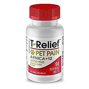 T-Relief Pet Pain Relief Arnica +12 Powerful Natural Medicines Help Ease Muscle Joint & Hip Pain Soreness Stiffness & Injuries Max Fast-Acting Soother for Dogs & Cats - 90 Tablets