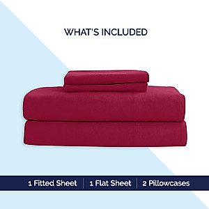 Elegant Comfort Soft 4-Piece 100% Turkish Cotton Flannel Sheet Set - Premium Quality, Deep Pocket Fitted Sheet, Ultra Soft, Cozy Warm Flannel Sheets - Full, Burgundy