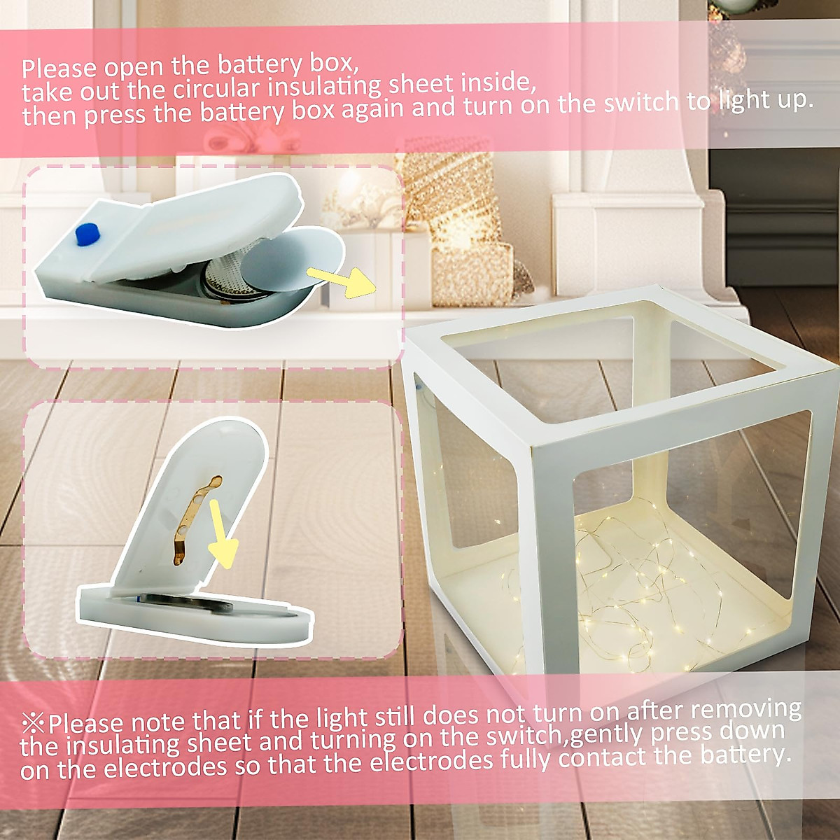 Ledido Baby Boxes with Letters for Baby Shower Balloon Box with Lights,4 Pcs Fairy String Lights and 43 Letters, Clear Blocks for Birthday Party, Bridal Shower, Gender Reveal Decoration - 4 PCS Boxes