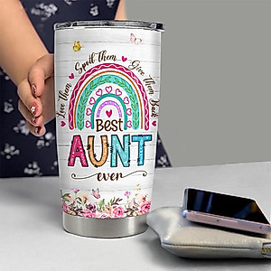 SANDJEST Aunt Tumbler 20oz Best Aunt Ever Cup Gift Stainless Steel Insulated Tumblers Coffee Travel Mug Auntie Cup Aunts Gift for Birthday Christmas