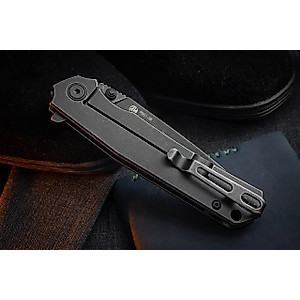 Ruike Pocket Knife for men Tactical Folding Knives Small Frame Lock 14C28N Stainless Cool Steel Camping Knives with Pocket Clip Hiking WorK EDC Knife Outdoor Gear Tool Women Gifts P801-SB