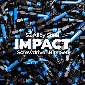 toolant 2” Impact Torx Bit Set 13pcs (TT7-TT40), 1/4” Hex-Shank S2 Steel Star Bit Set, CNC Machined Tips with Magnetism, 2” Long with Storage Box
