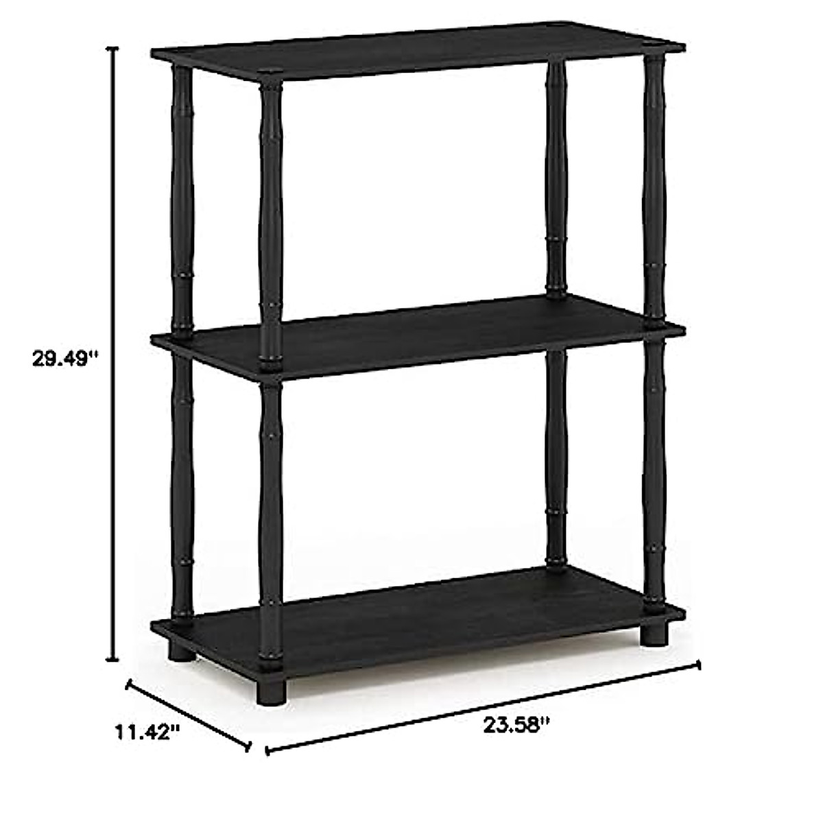 Furinno Turn-N-Tube 3-Tier Compact Multipurpose Shelf Display Rack with Classic Tube, Americano/Black