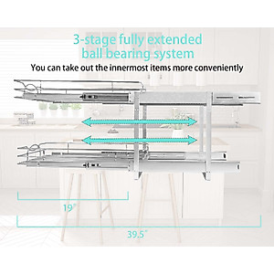 Pull Out Cabinet Organizer, Heavy Duty-14"W x 22"D x 15.5"H（13.8"H）,Request at Least 14.5"W x 22"D x 14"H Cabinet, 2 Tier Sliding Pull out drawers for kitchen cabinets, Chrome