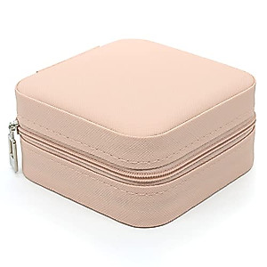 Small Jewelry Box, Travel Portable Jewelry Case for Ring, Pendant, Earring, Necklace, Bracelet Organizer Storage Holder Boxes, 1 pcs (Pink)