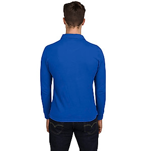 Three Sixty Six Men’s Untucked Casual Long Sleeve Polo - Collared Untuck Shirt with Two Button Placket and Stretch Fabric Ocean Blue