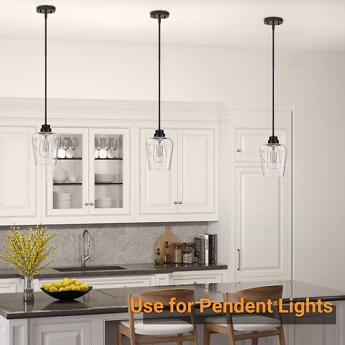 2 Pack Clear Glass Shade, Wine Cup Shaped Glass Lamp Shades, 5.51inch High, 4.72inch Diameter, 1.96inch Fitter, High Transmittance Lampshade Replacement for Pendant Lights Chandelier Vanity Lights