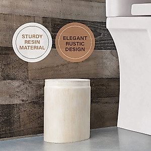 Small Bathroom Trash Can - Rustic Luxe Bathroom Garbage Can For Farmhouse Decor - Small Waste Basket For Bathroom and Bedroom - Durable Space Saving Bathroom Trash Bin with Modern Rustic Design